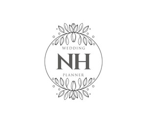 Nh initials letter wedding monogram logos Vector Image