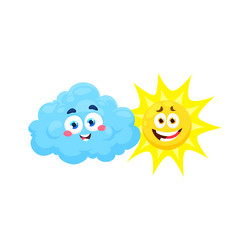 Cartoon cloud and sun weather characters Vector Image