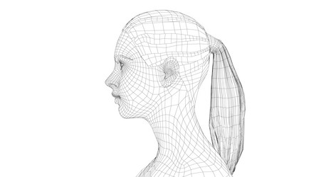 Wireframe a girl in sexy pose holds her Royalty Free Vector