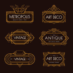 Art deco design element label and frame Royalty Free Vector
