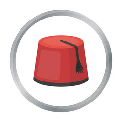 Fez icon in outline style isolated on white Vector Image