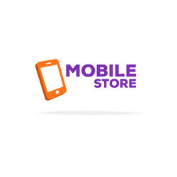 Mobile shop logo template with phone Royalty Free Vector