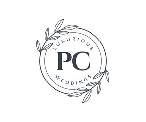 Pc initials letter wedding monogram logos Vector Image