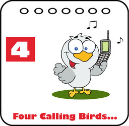 Four calling birds cartoon Royalty Free Vector Image