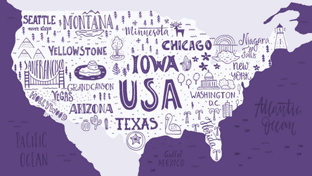 Map of usa Royalty Free Vector Image - VectorStock