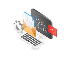 Pc monitor with program coding data Royalty Free Vector