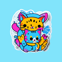 Animated cat stickers printable Royalty Free Vector Image