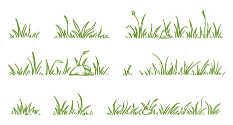 Grass doodle sketch style set hand drawn Vector Image