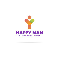 Happy human logo cuan color with silhouette man Vector Image