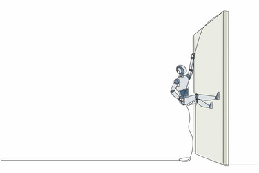 Continuous one line drawing robot climber hanging Vector Image