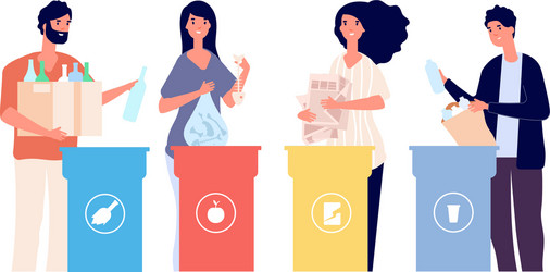 Cartoon kids sorting trash flat Royalty Free Vector Image