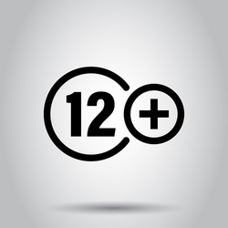 Age rating 12 plus movie icon under years sign Vector Image