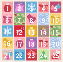 Christmas Advent Calendar - Winter Countdown Vector Image