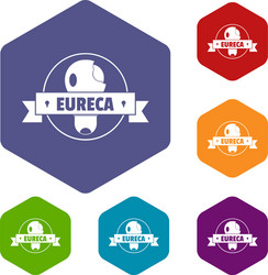 Eureka icons hexahedron Royalty Free Vector Image