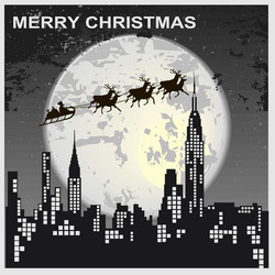 Santa claus flying over city Royalty Free Vector Image
