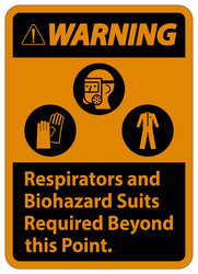 Warning ppe sign respirators and biohazard suits Vector Image