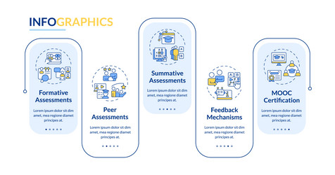Multicolor mooc layout with line icons Royalty Free Vector