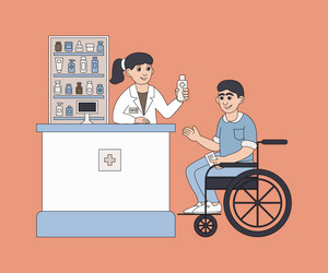 Male cartoon patient receiving medication from Vector Image
