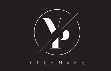 White outline vp v p letter logo with cut Vector Image