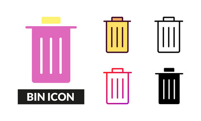 Bin icon lineal color icon Royalty Free Vector Image