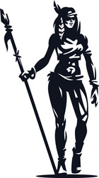 Silhouette of native american warrior holding Vector Image