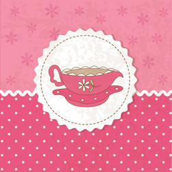 Tea party invitation card with a cups and pot Vector Image