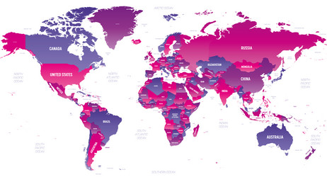 High detailed political map of world Royalty Free Vector