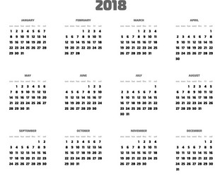 Calendar - year 2018 week starts from Royalty Free Vector