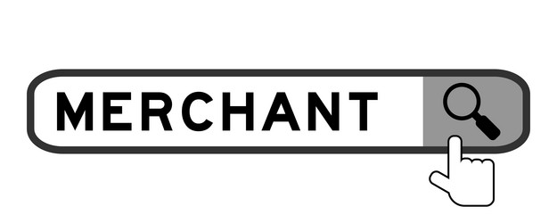 Speech banner and blue shade with word merchant Vector Image