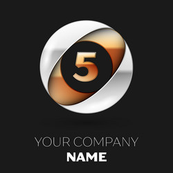 Golden number five logo symbol in the circle Vector Image