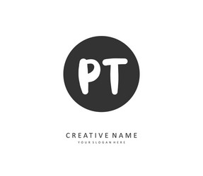 P t pt initial letter handwriting and signature Vector Image