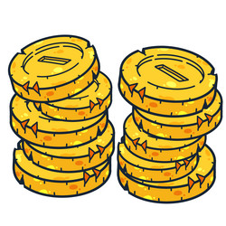 Stack of gold coins outline cartoon icon money Vector Image
