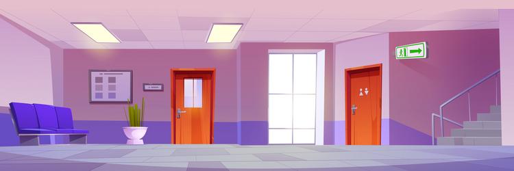 School corridor interior cartoon college hallway Vector Image