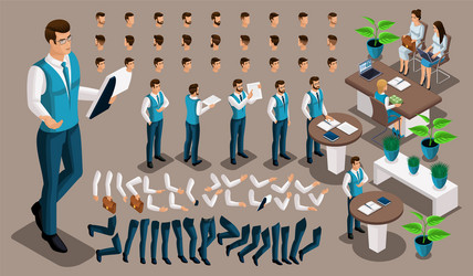 Isometric set of businessmen male bank employees Vector Image