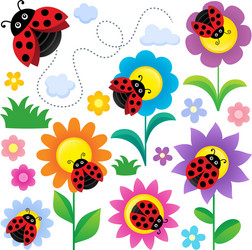 Stylized ladybugs theme set 1 Royalty Free Vector Image