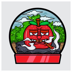 Grape fruit cartoon character do smoking Vector Image