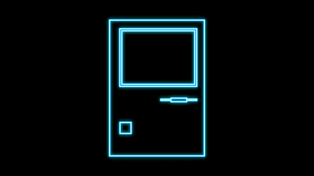 Blue neon personal computer with monitor pc old Vector Image