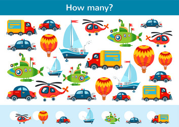 Counting children game cartoon transport car Vector Image