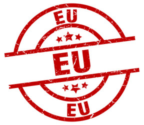 Eu red round grunge stamp Royalty Free Vector Image