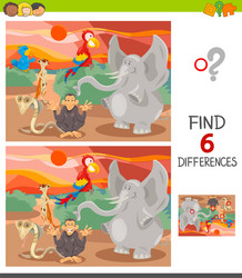 Find differences game with animal characters group