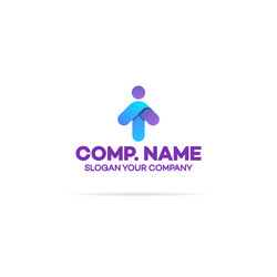 Happy human logo cuan color with silhouette man Vector Image
