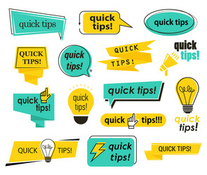 Set of quick tips badges with megaphone Royalty Free Vector