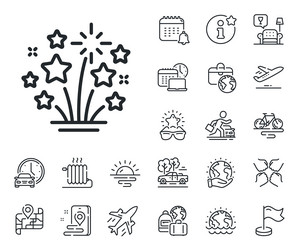 Fireworks stars line icon pyrotechnic salute sign Vector Image