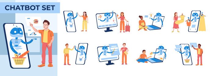 Chatbot flat set Royalty Free Vector Image - VectorStock