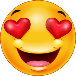 Smiley emoticon feeling in love with sticking out Vector Image