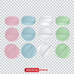 Standard tablets and pills set isolated on Vector Image