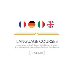 Language learn banner design Royalty Free Vector Image