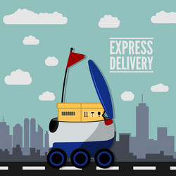 Delivery robot icon flat design Royalty Free Vector Image