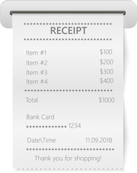 Realistic sales printed receipt mock up Royalty Free Vector