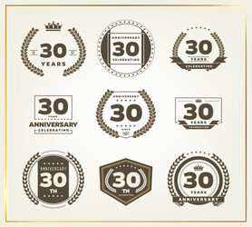 30 years anniversary logo set 30th Royalty Free Vector Image